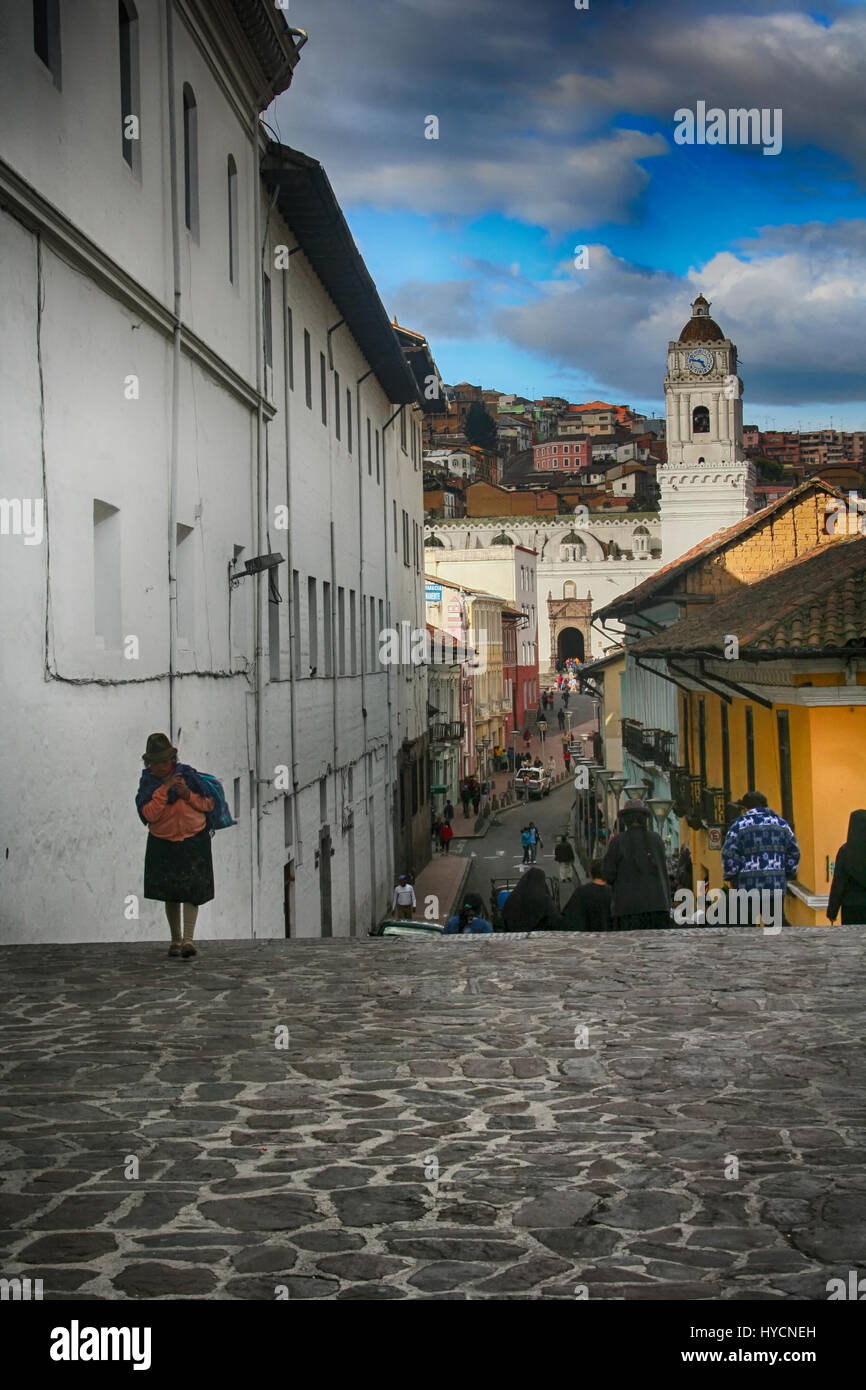 Walking in the streets of Quito Ecuador Stock Photo - Alamy
