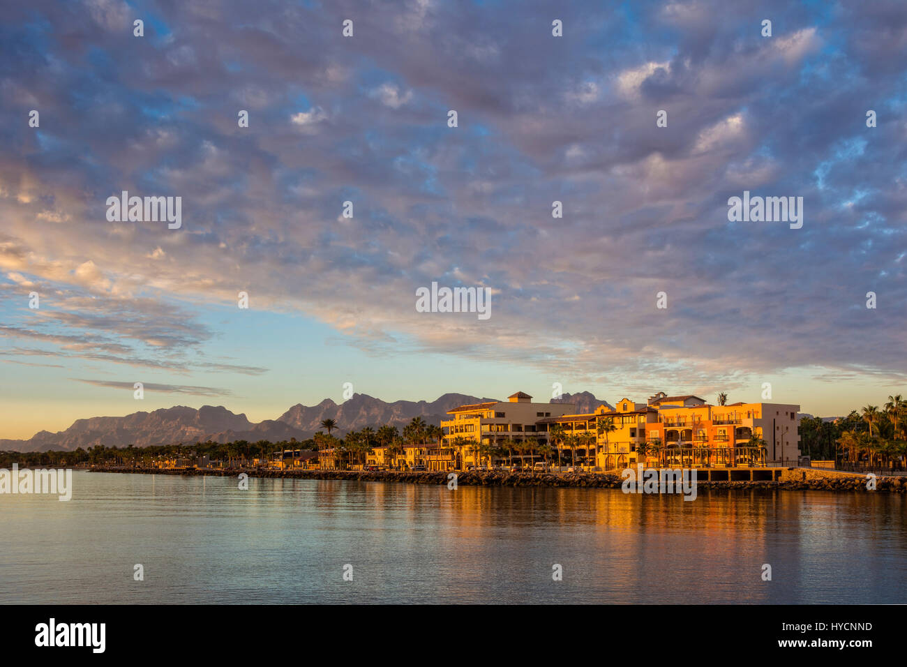 Loreto waterfront at sunrise, Baja California Sur, Mexico Stock Photo ...