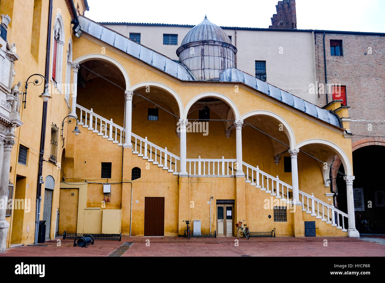 Staircase of a medieval palace in the Italian city of Ferrara that is ...