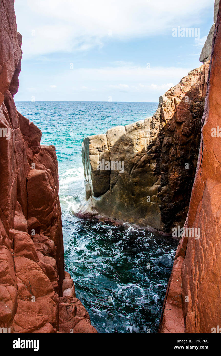 Arbatax the red porphyry rocks nearby port Capo Bellavista sardegna ...