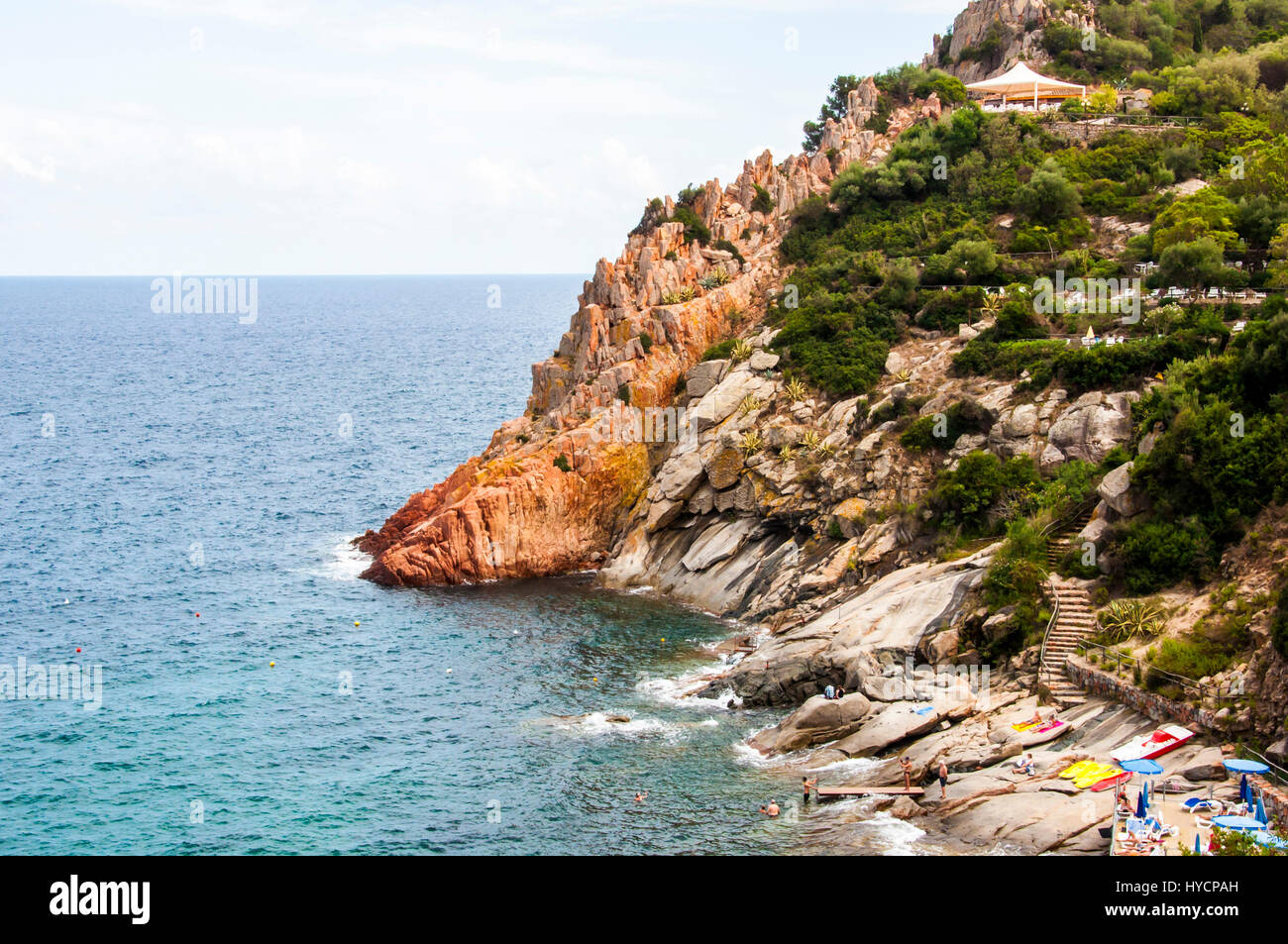 Scenery view on Italian island Sardinia sea shore rock beach near ...