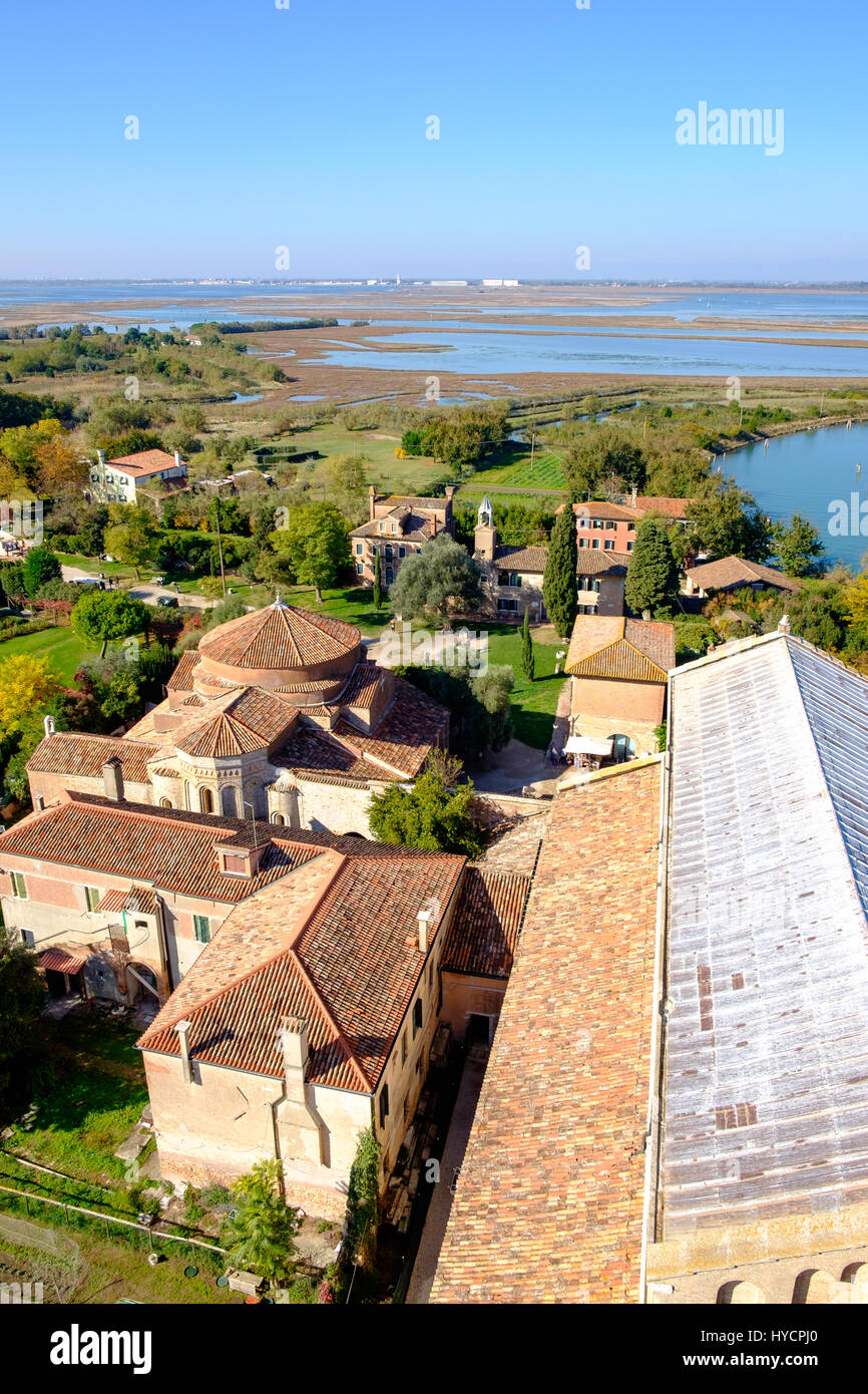 Aerial view of Santa Maria di Assunta cathedral on Torcello island in ...