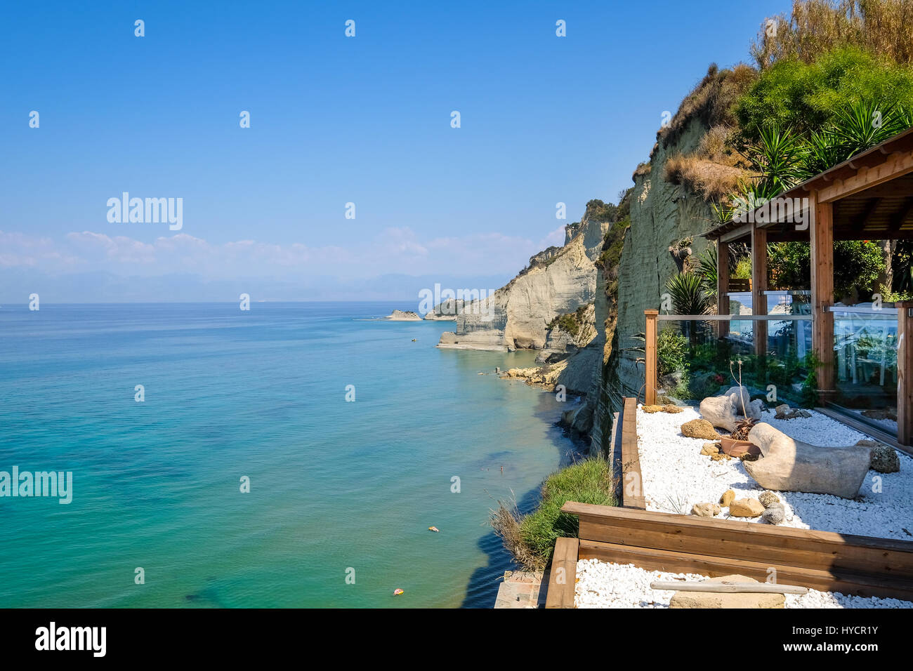 Landscape view of Logas sunset beach, Peroulades, Corfu, Greece Stock ...