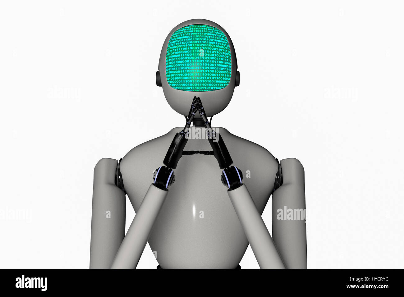 Robot displays a binary code Stock Photo - Alamy
