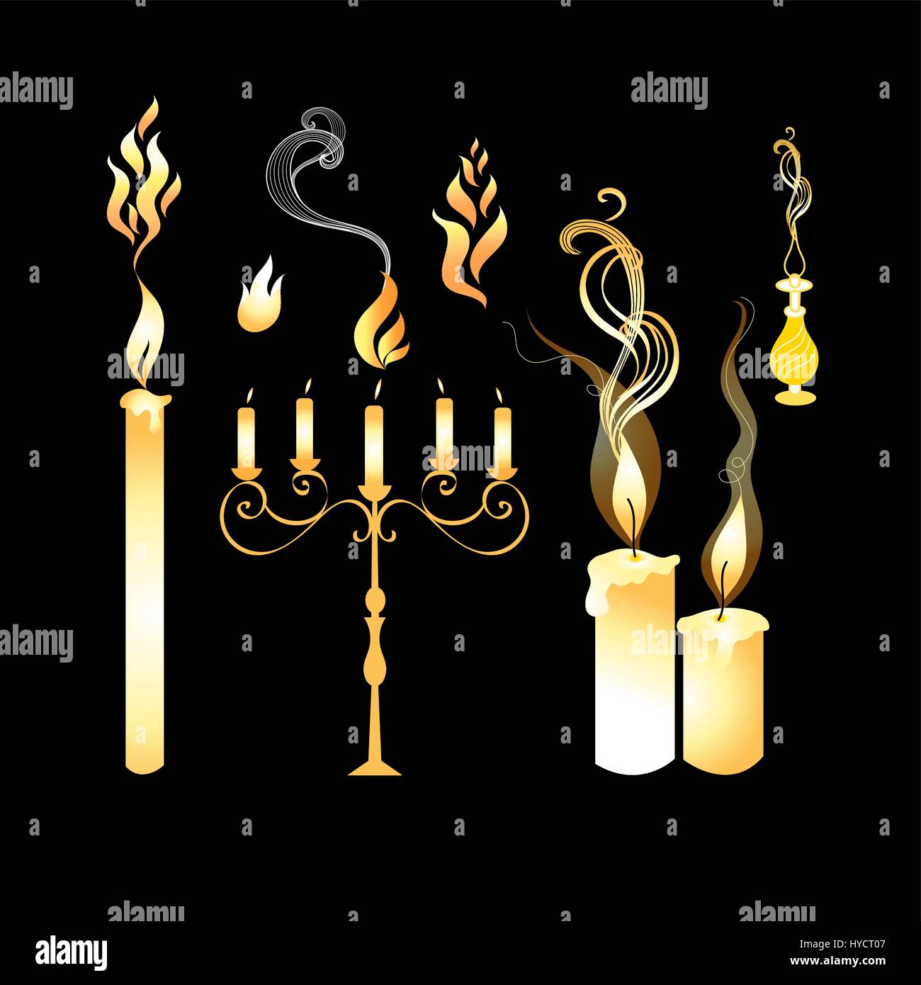 Flame candle wick flames Stock Vector Images - Alamy
