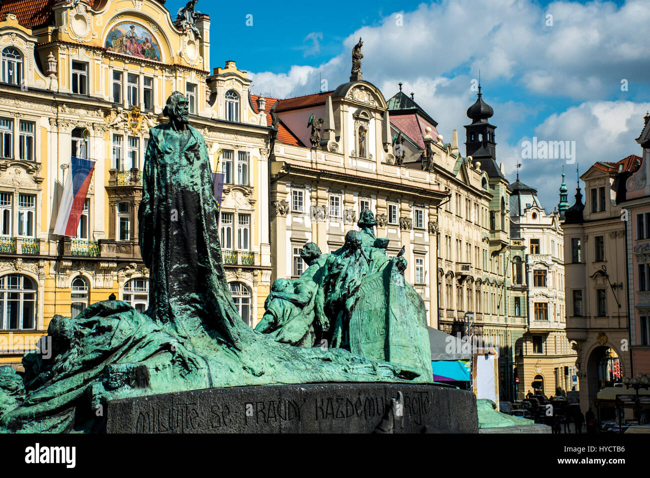 Jan Hus Memorial in Old town square in Prague Czech Republic Stock ...