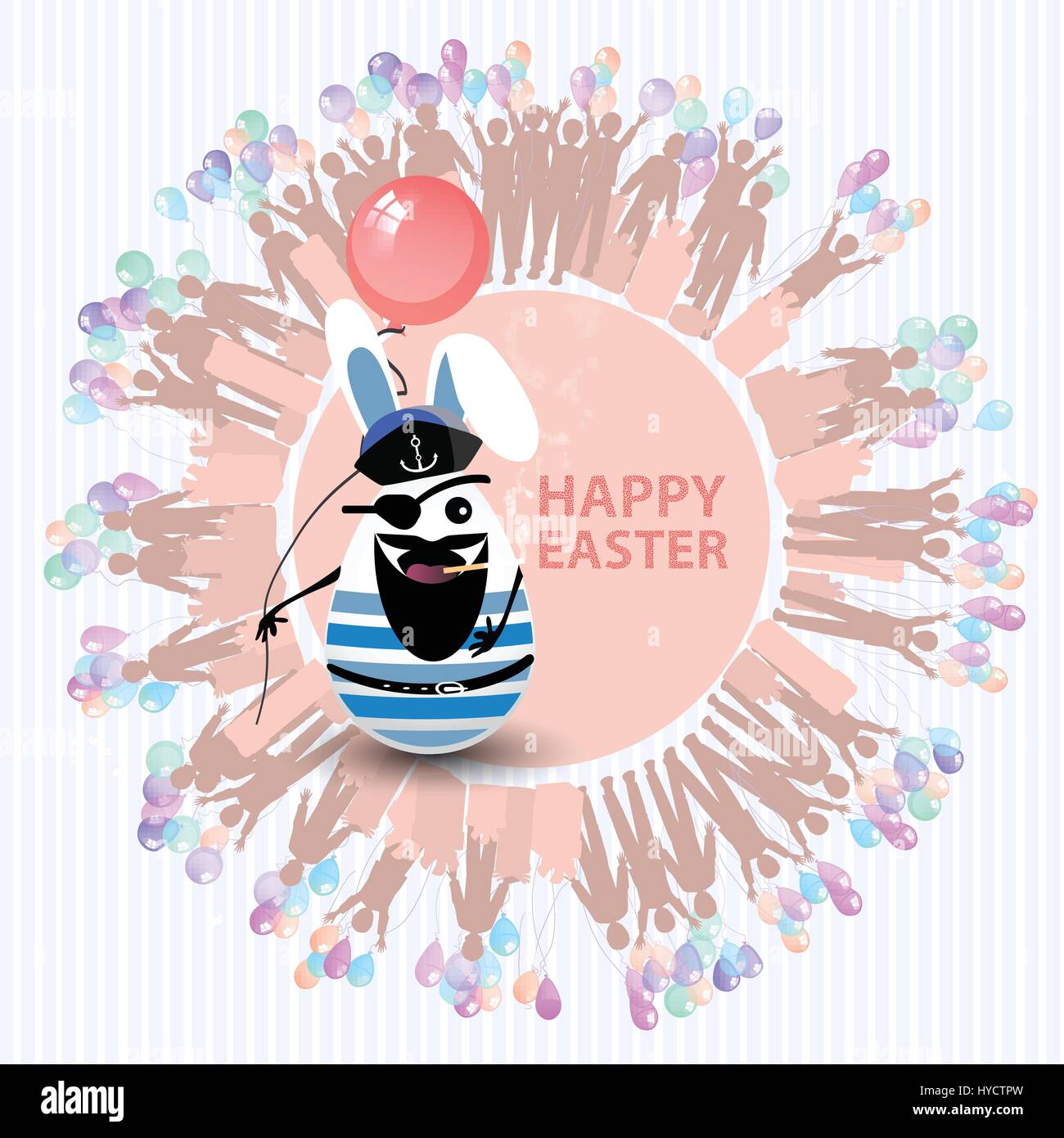 Easter cute illustration. Rabbit-egg in captain s uniform with a ...
