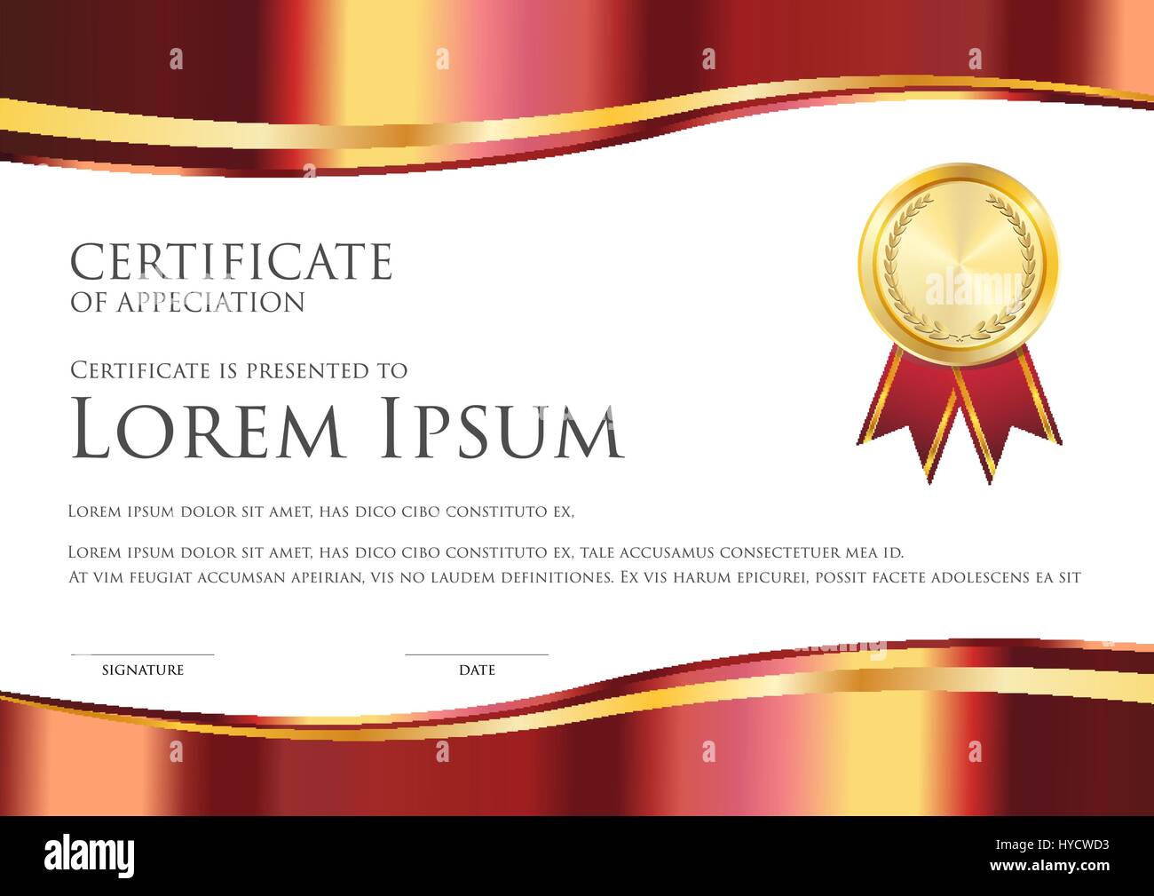 abstract red metallic theme certificate card template Stock Vector ...