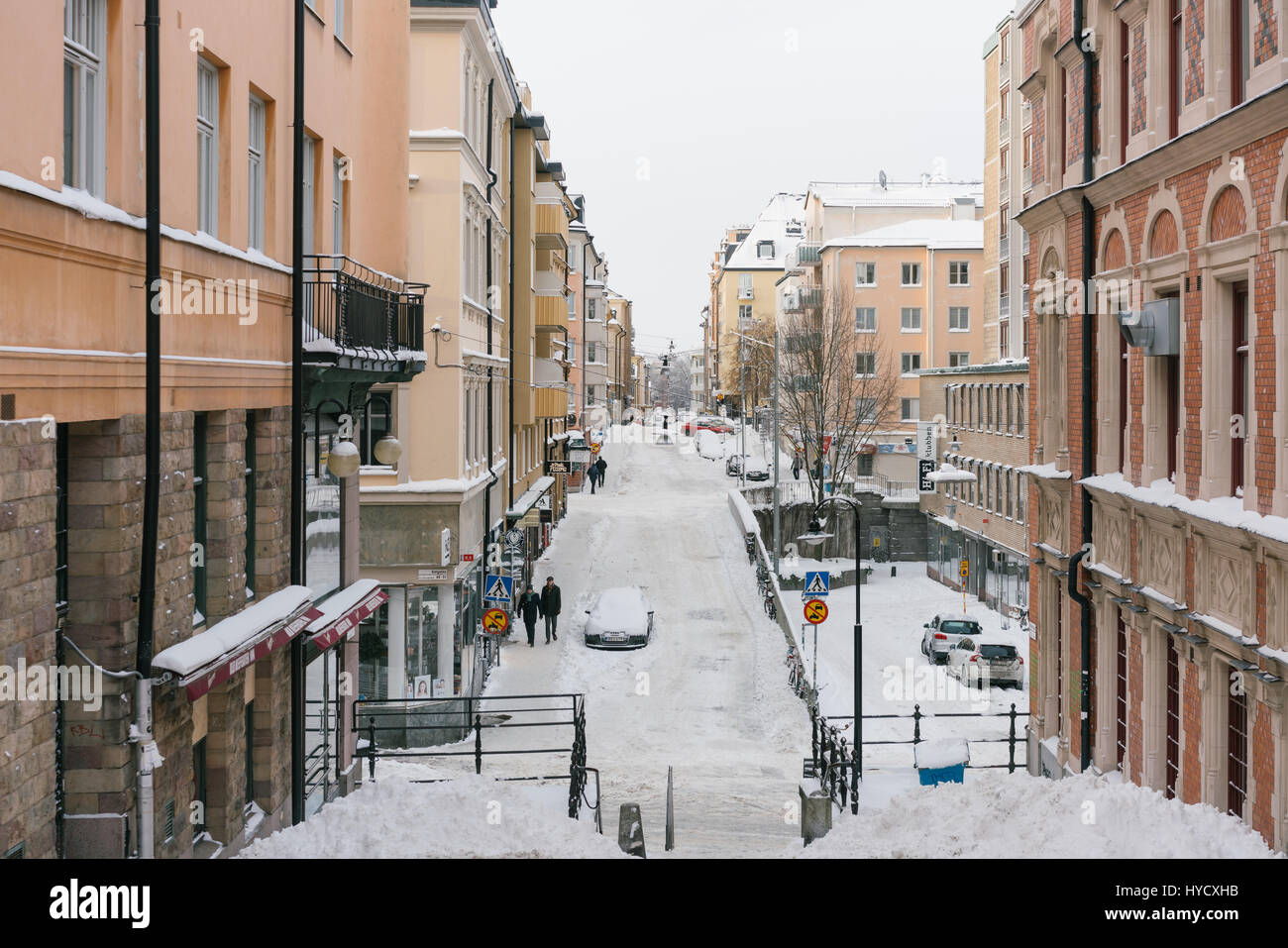 Frozen Streets in the Stockholm Neighborhood of Södermalm Stock Photo ...
