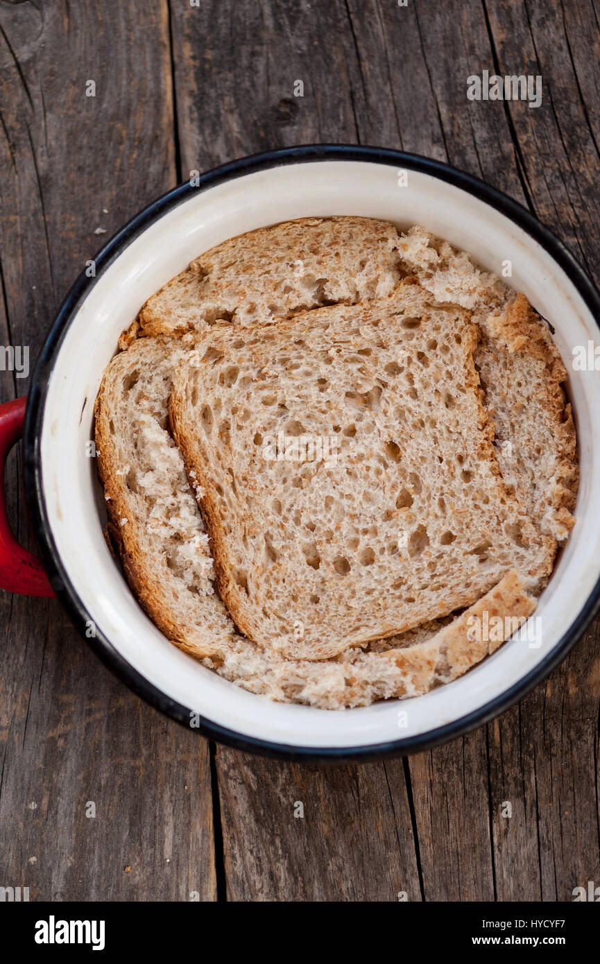 Slices of bread in a pan Stock Photo - Alamy