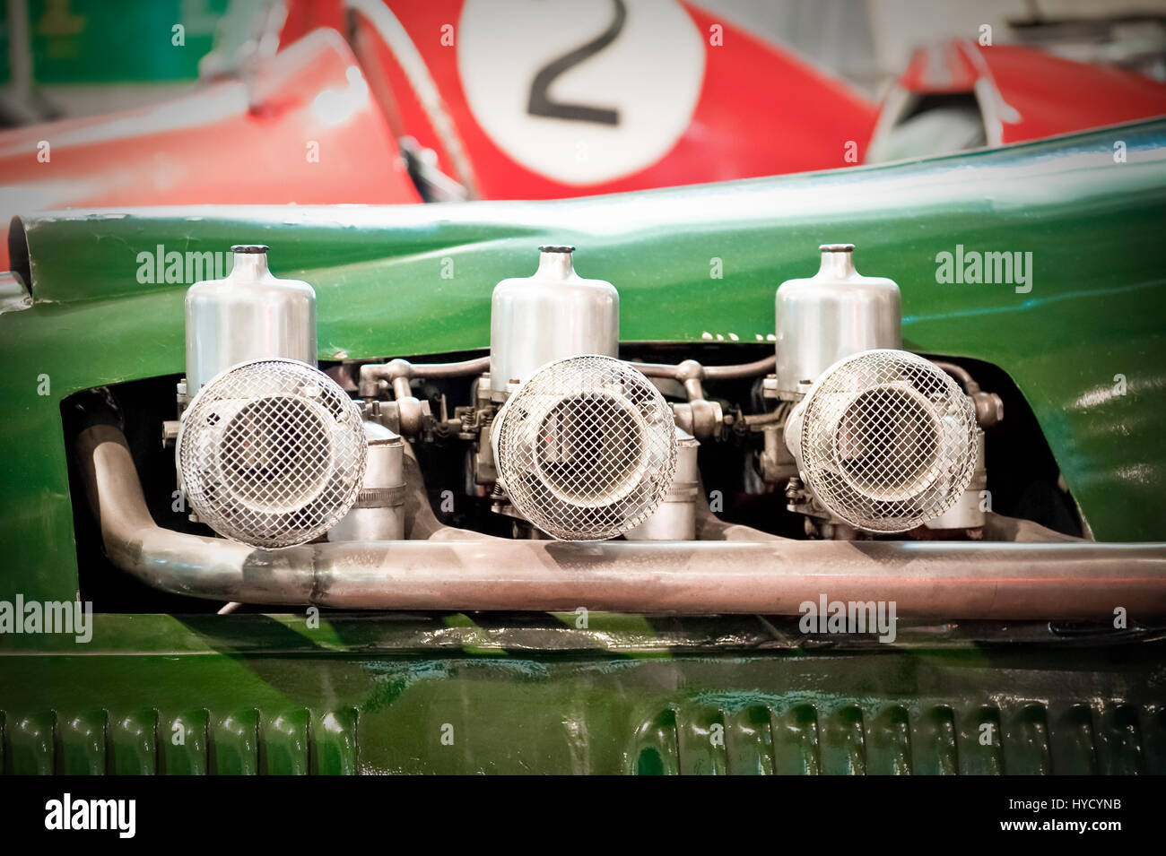 carburetors on a powerful vintage race car engine Stock Photo - Alamy