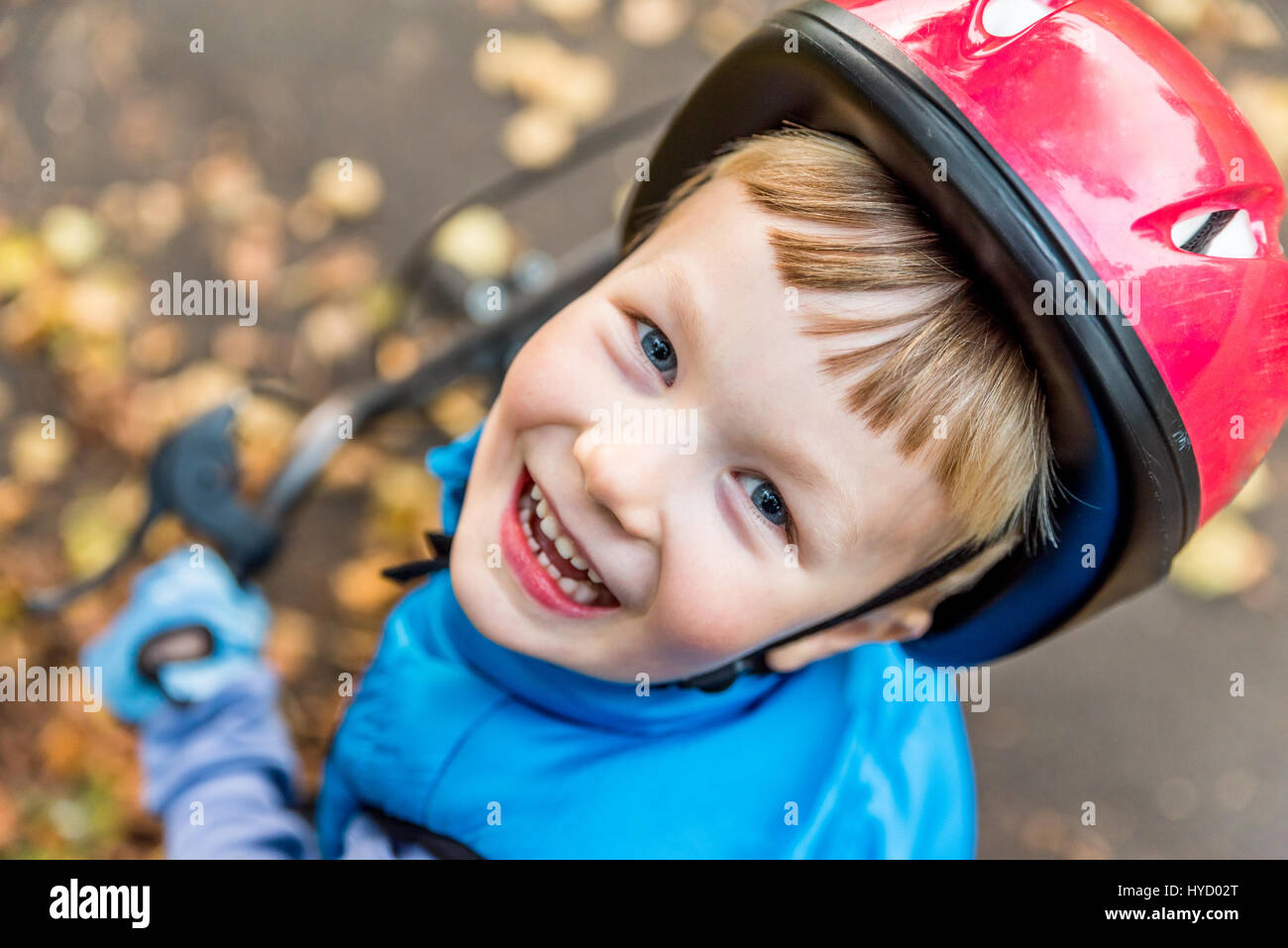 Overhead view of cyclist boy outdoors in park Stock Photo - Alamy
