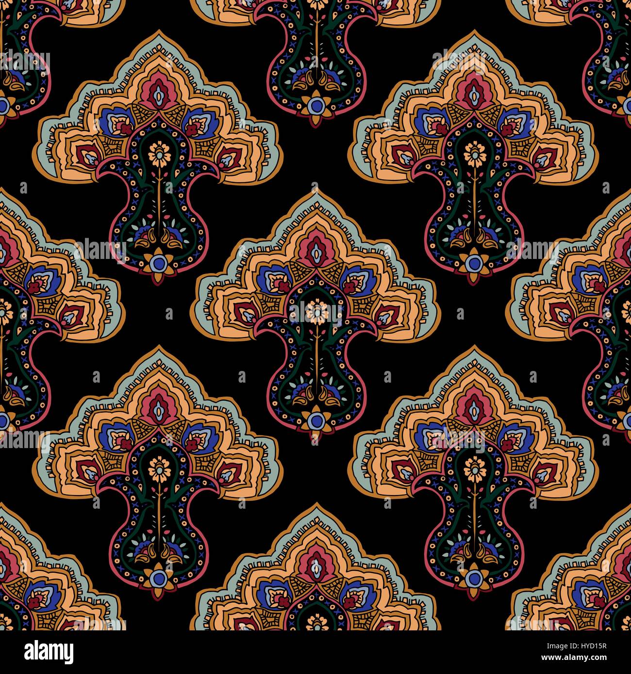 Abstract Geometric Seamless Paisley Pattern Traditional Oriental
