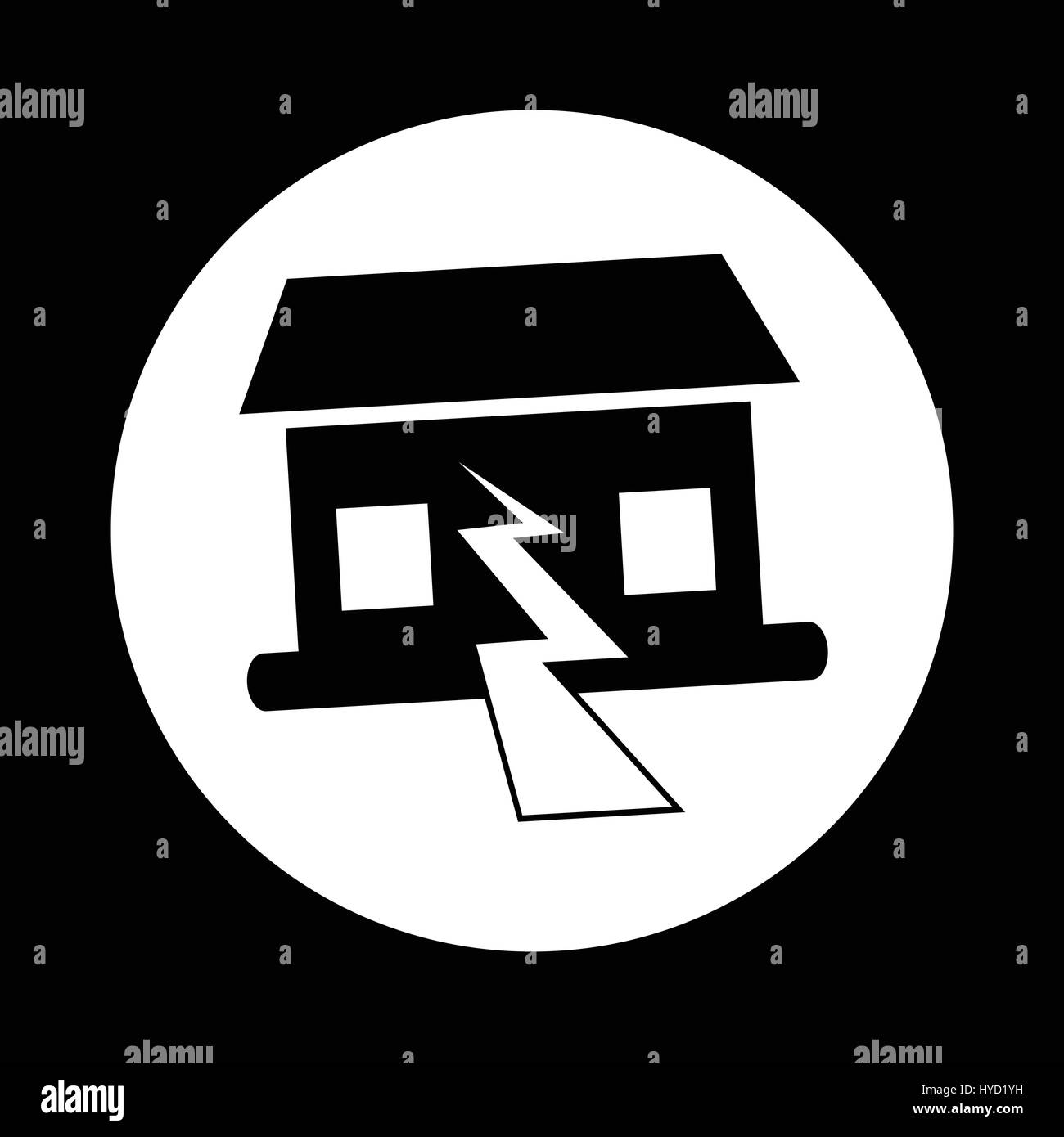 Broken building earthquake icon Black and White Stock Photos & Images ...