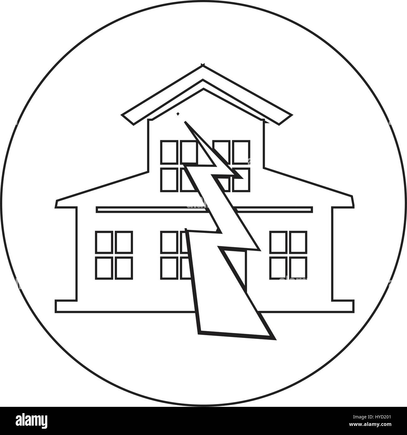 Broken building earthquake icon Black and White Stock Photos & Images ...