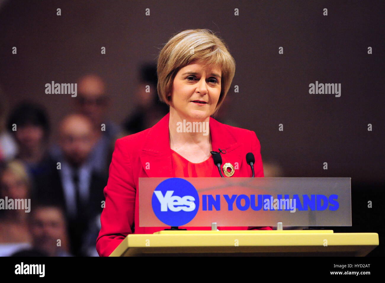 Scotland's Deputy First Minister Nicola Sturgeon addresses a Yes ...
