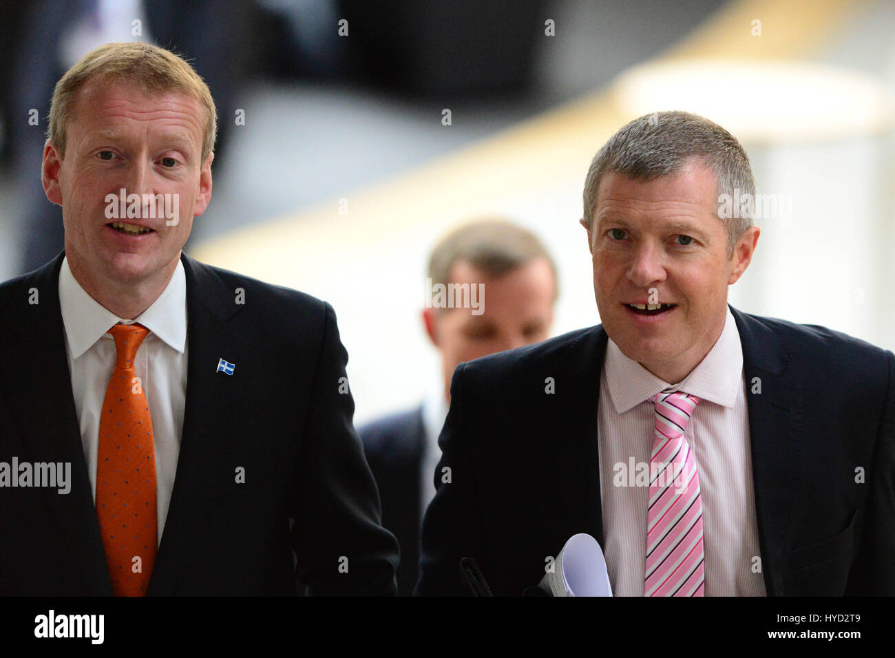 Scottish Liberal Democrat leader Willie Rennie (R) and former leader ...