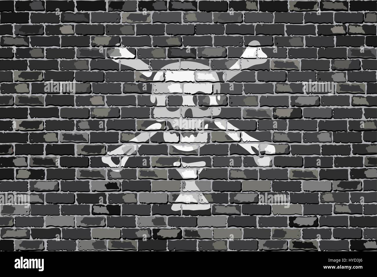 Pirate flag on a brick wall - Illustration, Emanuel Wynn pirate flag on ...