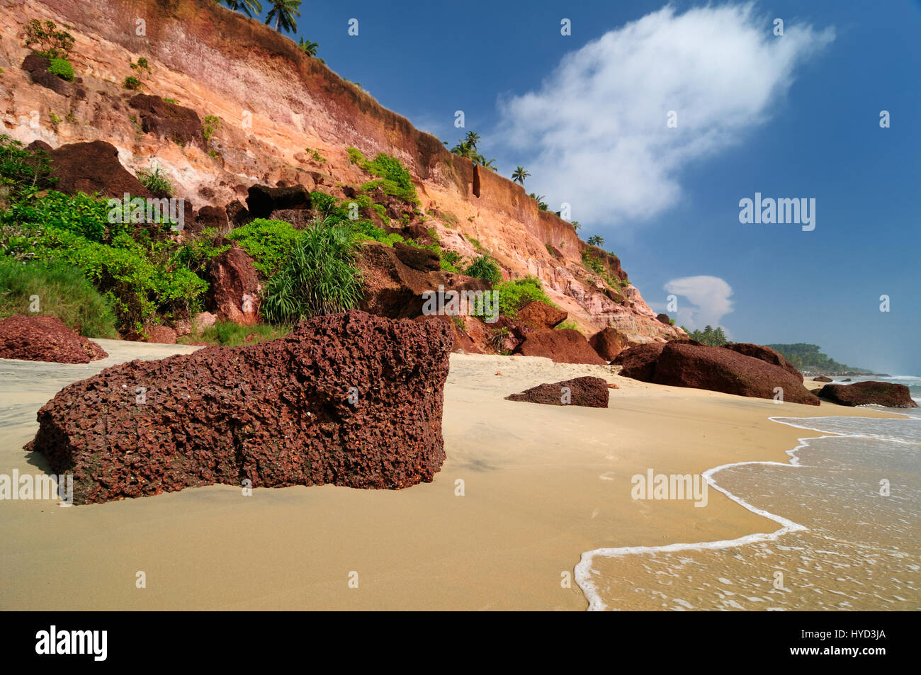 Exotic cliff beach in Varkala. Kerala. India Stock Photo - Alamy