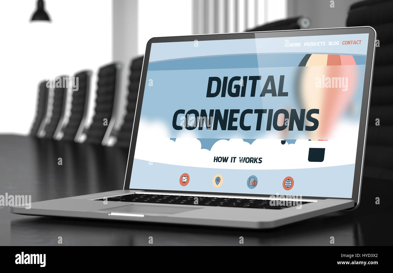 Digital Connections - on Laptop Screen. Closeup. 3D Stock Photo - Alamy