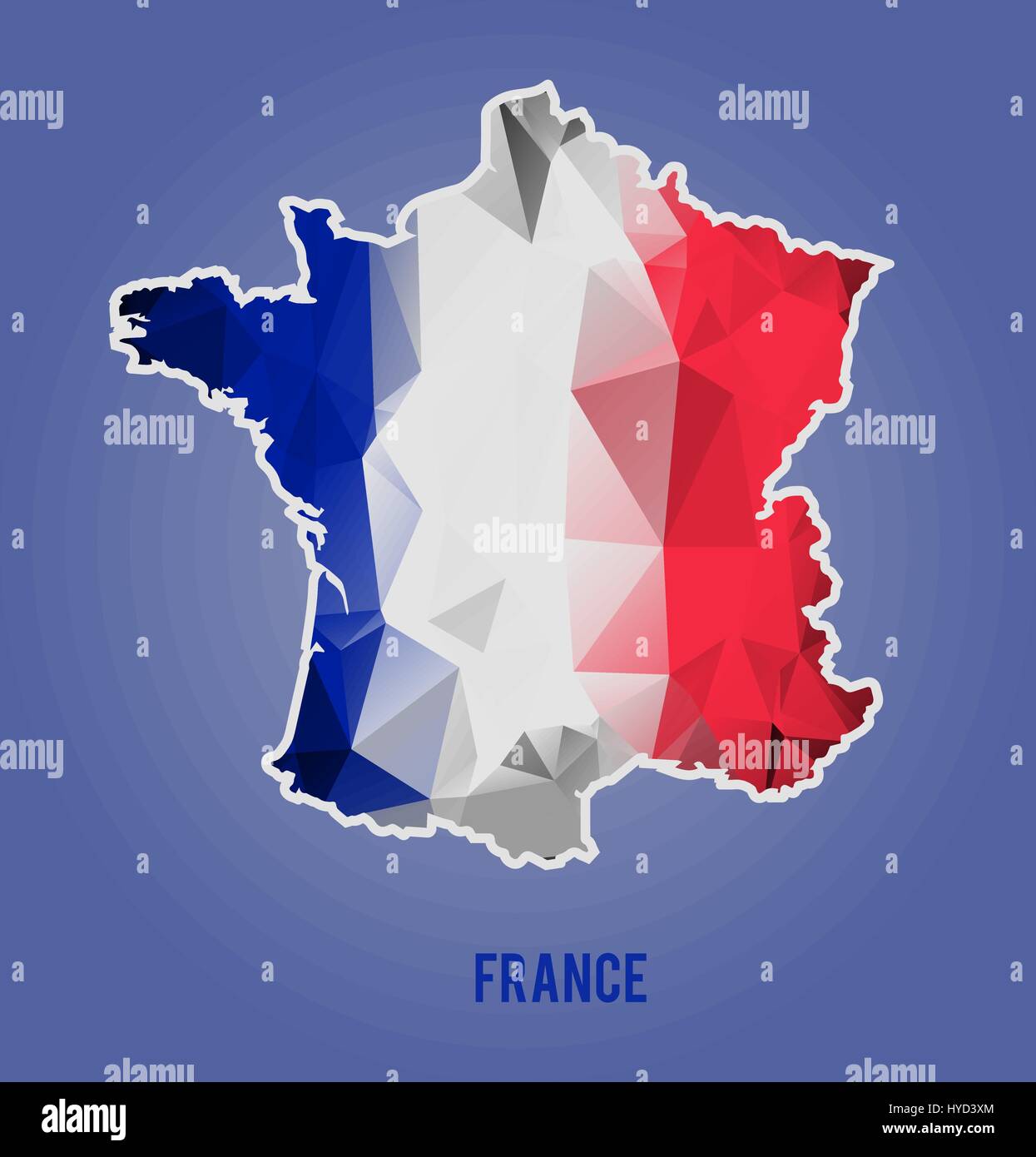 Low polygonal national flag stylized France map. Vector illustration ...