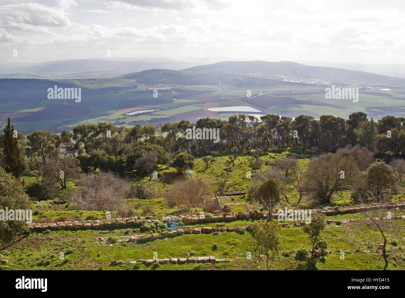 View of the large fertile Jezreel Valley and the Tavor Mountain from ...