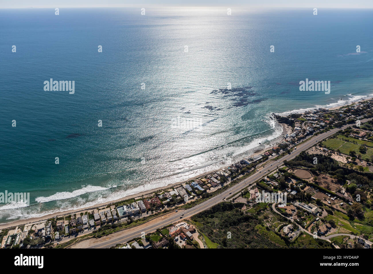 Aerial view of Malibu shoreline near Los Angeles, California Stock ...