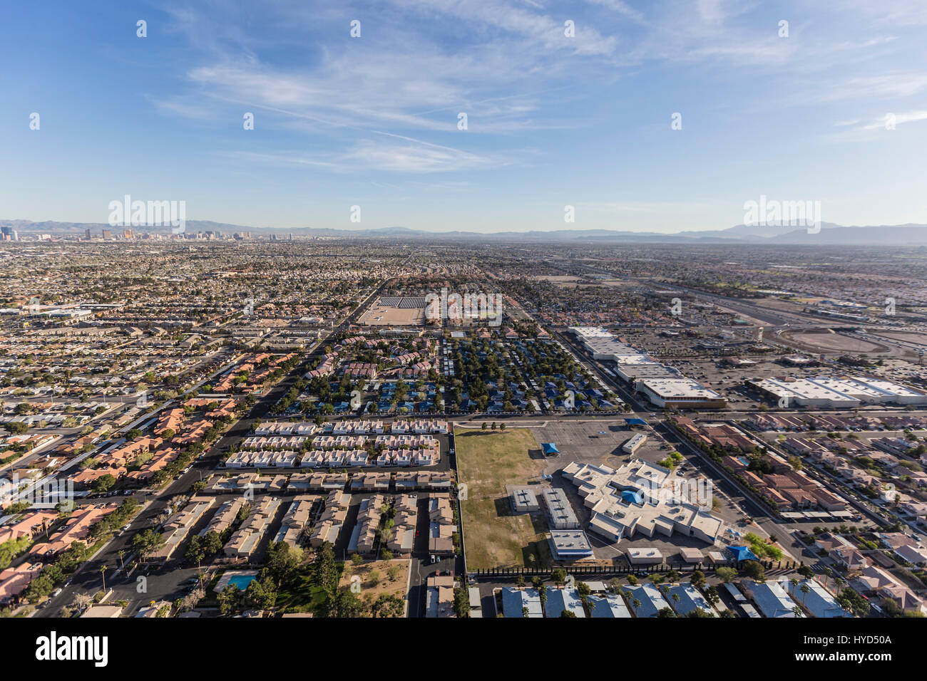 Aerial view of suburban neighborhood communities in Las Vegas, Nevada ...