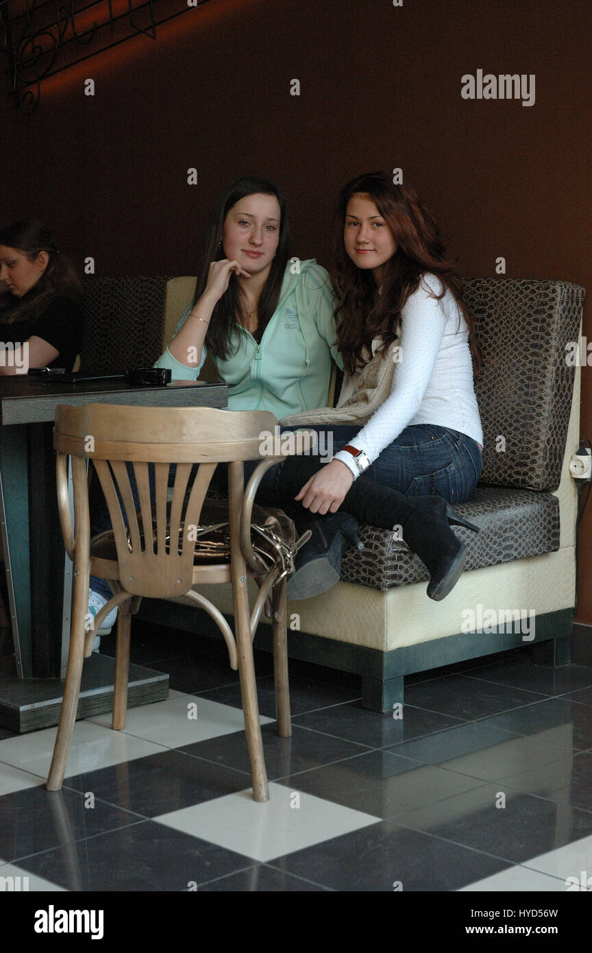 Girls form cafe bar - Detail from the streets of Sankt-Peterburg ...