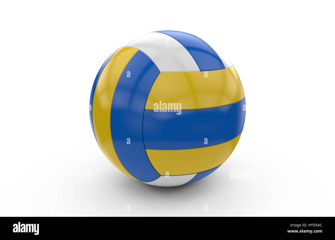 Volley ball with blue, yellow and white texture: 3D rendering Stock ...