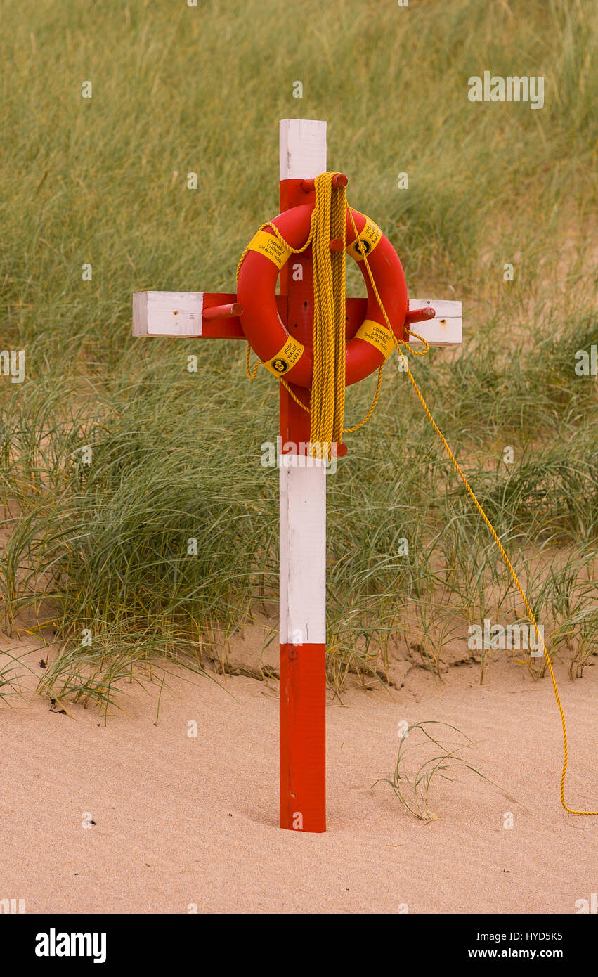 CRUIT ISLAND, DONEGAL, IRELAND - Life saver ring on beach for water ...