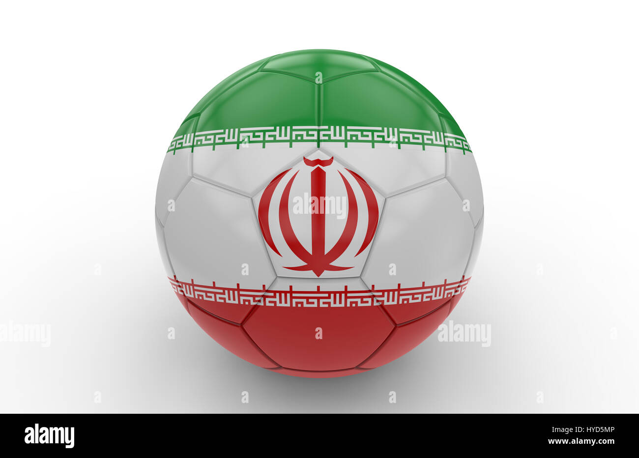 Soccer ball with Iran flag isolated on white background; 3d rendering ...
