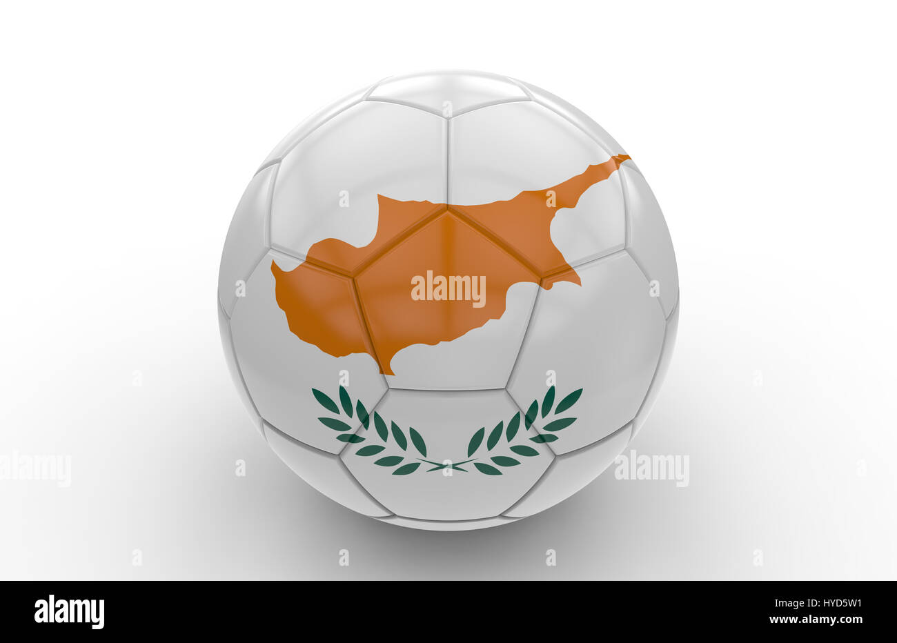 Soccer ball with Cyprus flag isolated on white background; 3d rendering ...