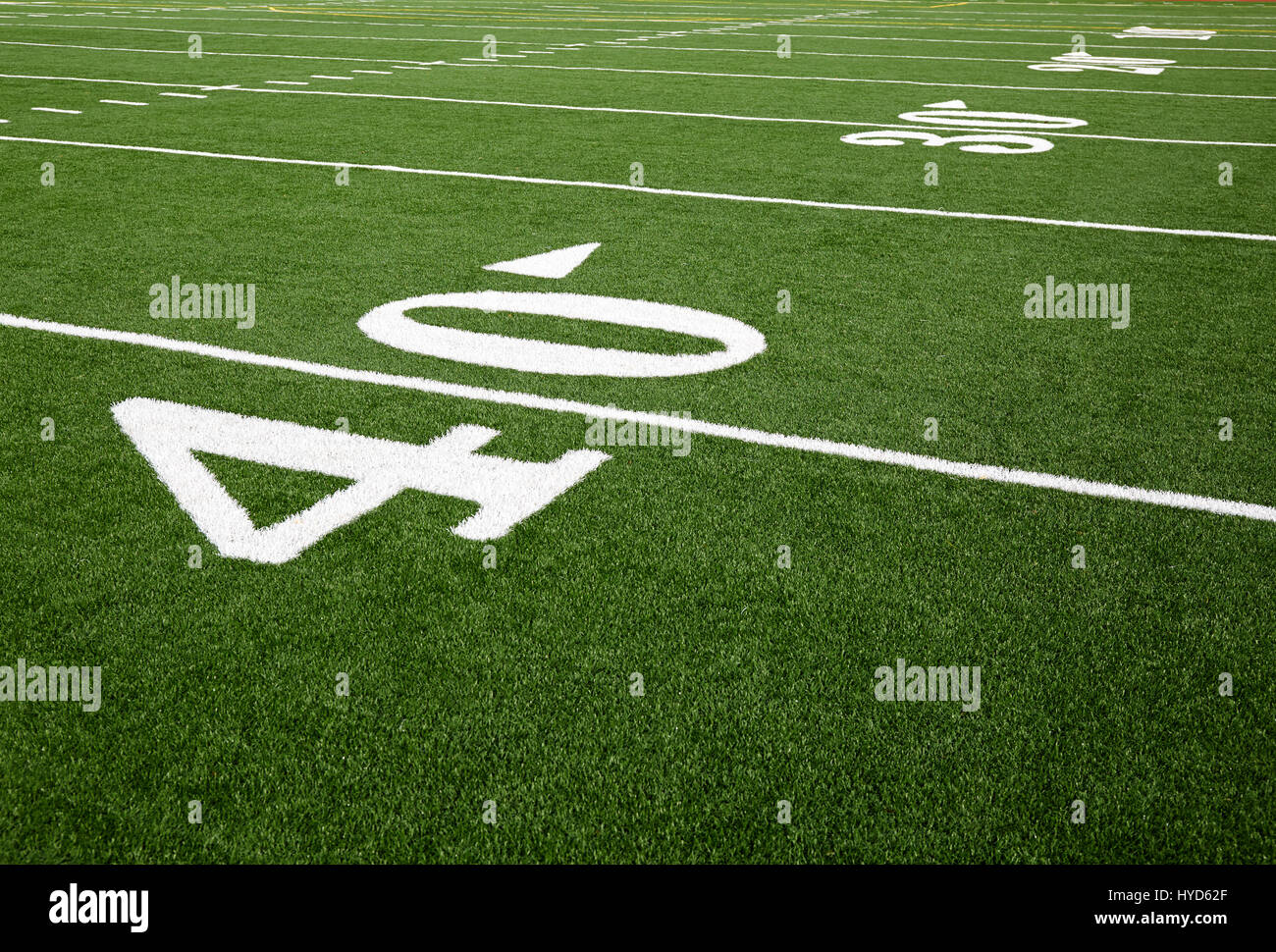 Football field marking of 40 yard line Stock Photo - Alamy