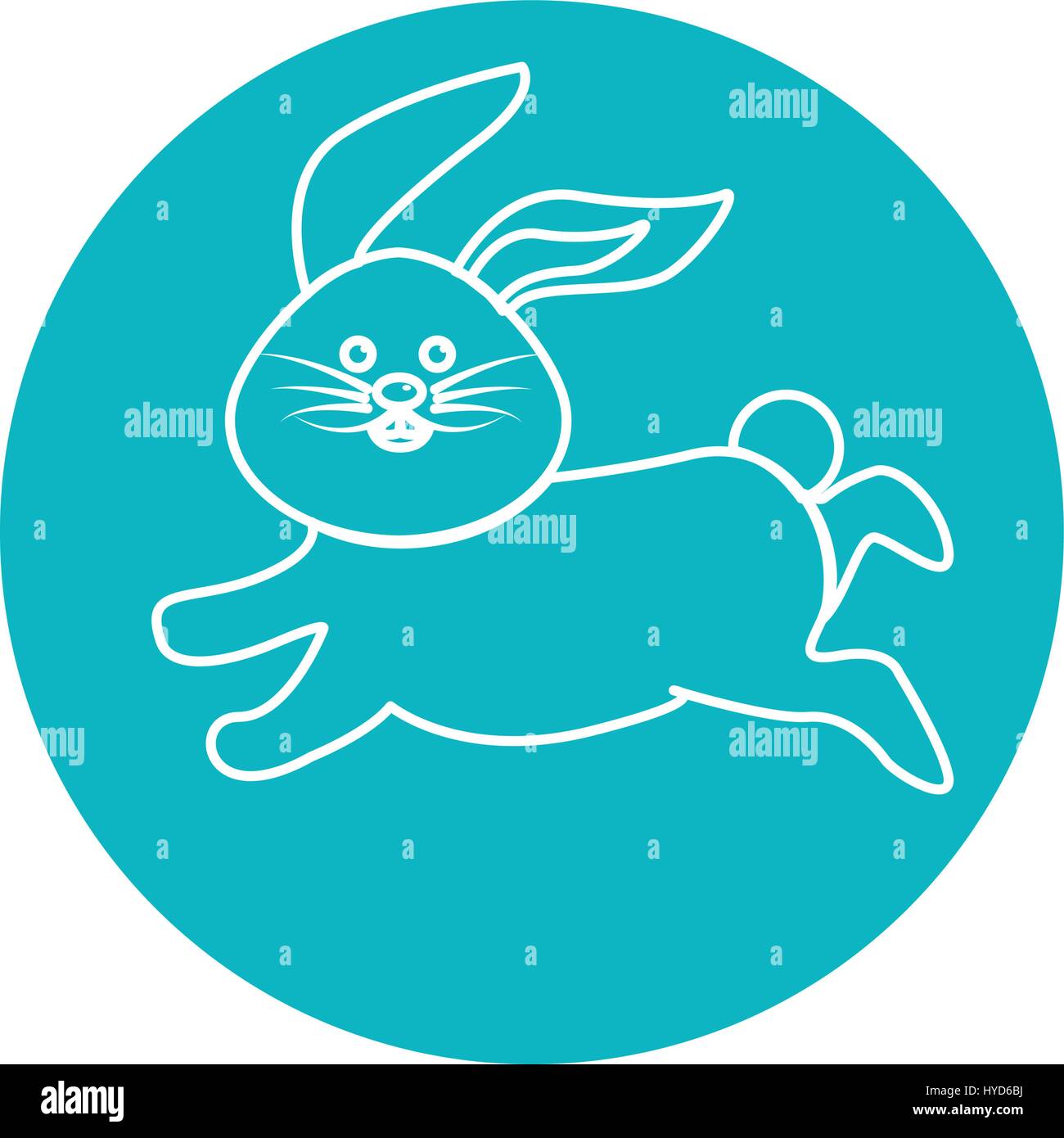 sticker happy rabbit running cartoon Stock Vector Image & Art - Alamy