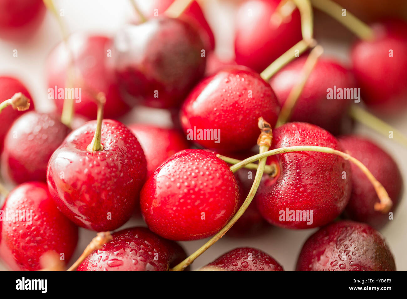 Close-up of red cherries Stock Photo - Alamy