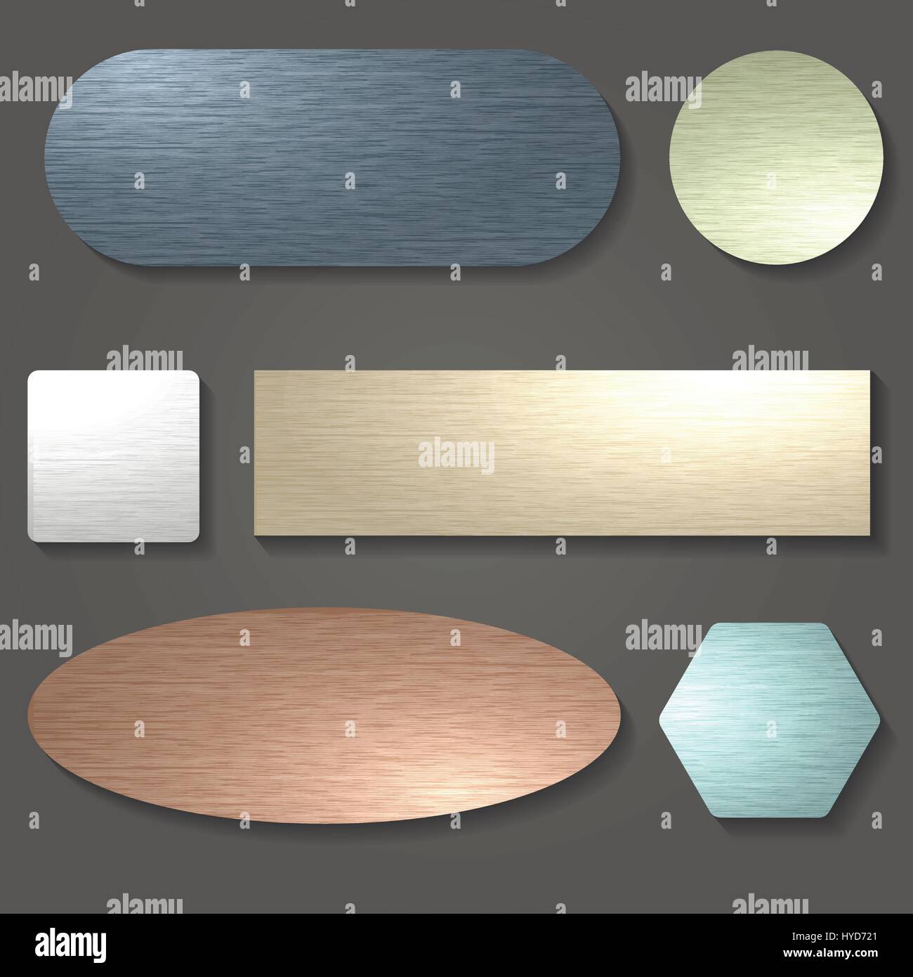 Brushed metal textures set. Brushed surfaces in various shapes.Vector ...