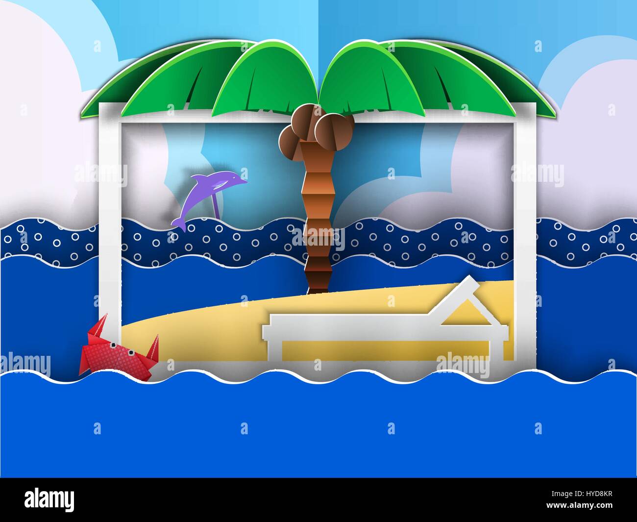 Ocean wave paper cut Stock Vector Images - Alamy