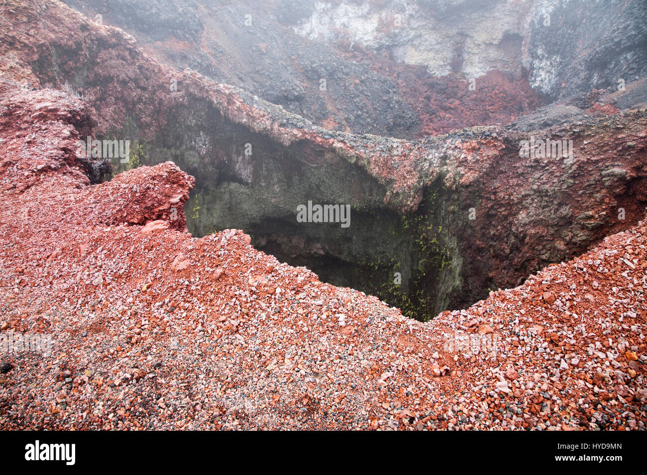 Fumarole, a vent that emits steam and volcanic gases on Volcan Chico ...