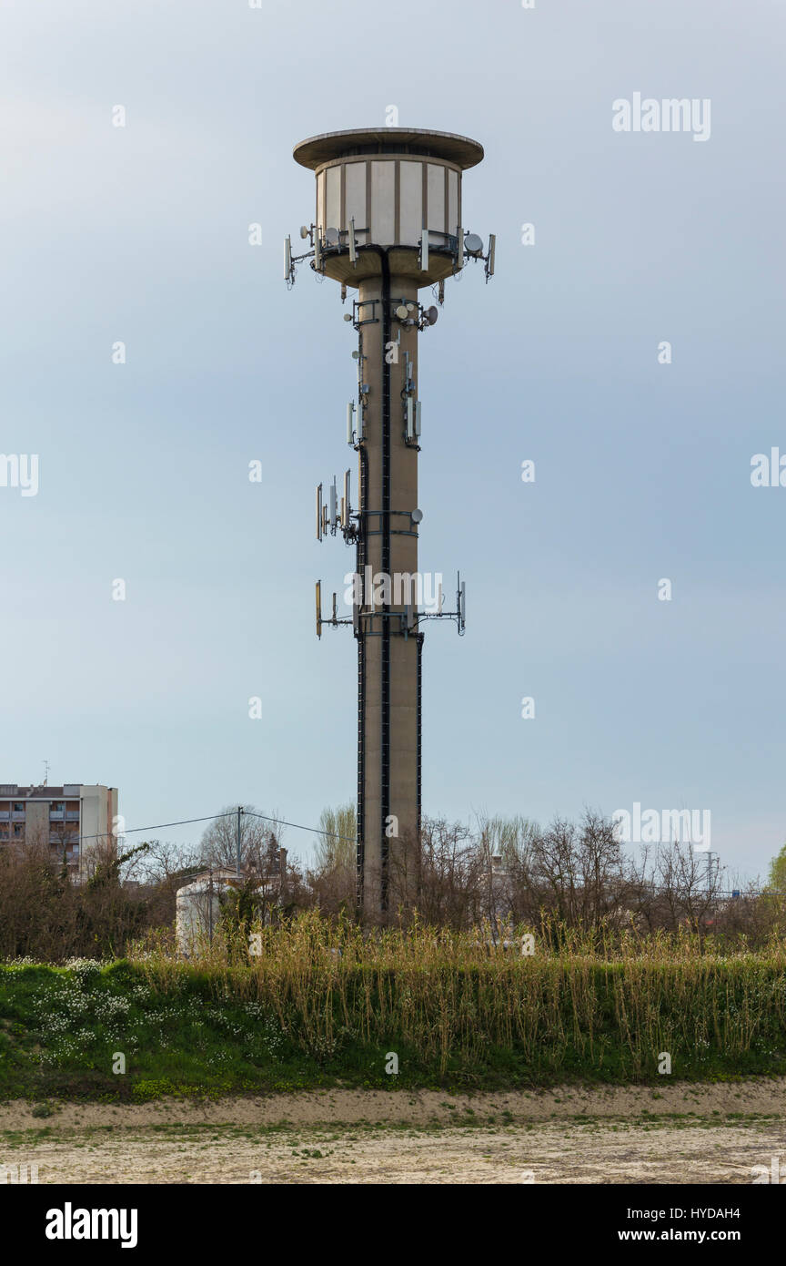 Communication Radio antenna installed in a rural landscape Stock Photo ...