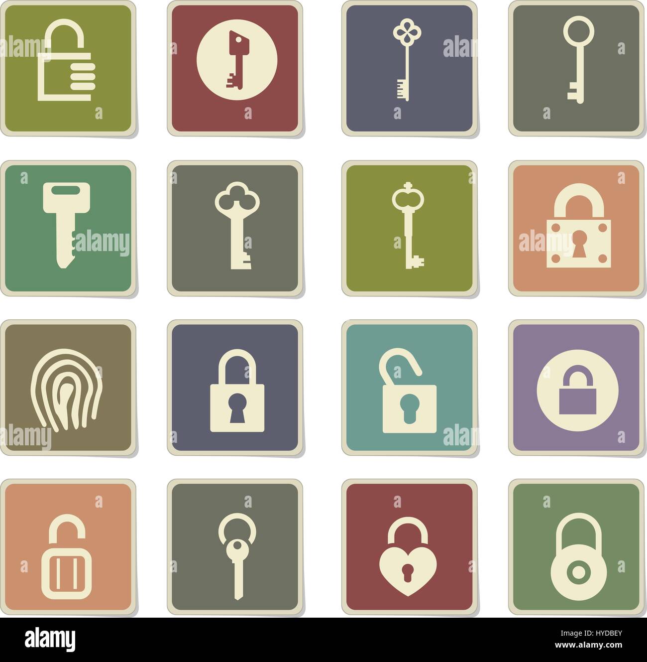 lock and key vector icons for user interface design Stock Vector Image ...