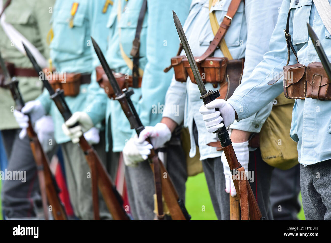 Historical military reenactment with soldier uniforms from World War ...