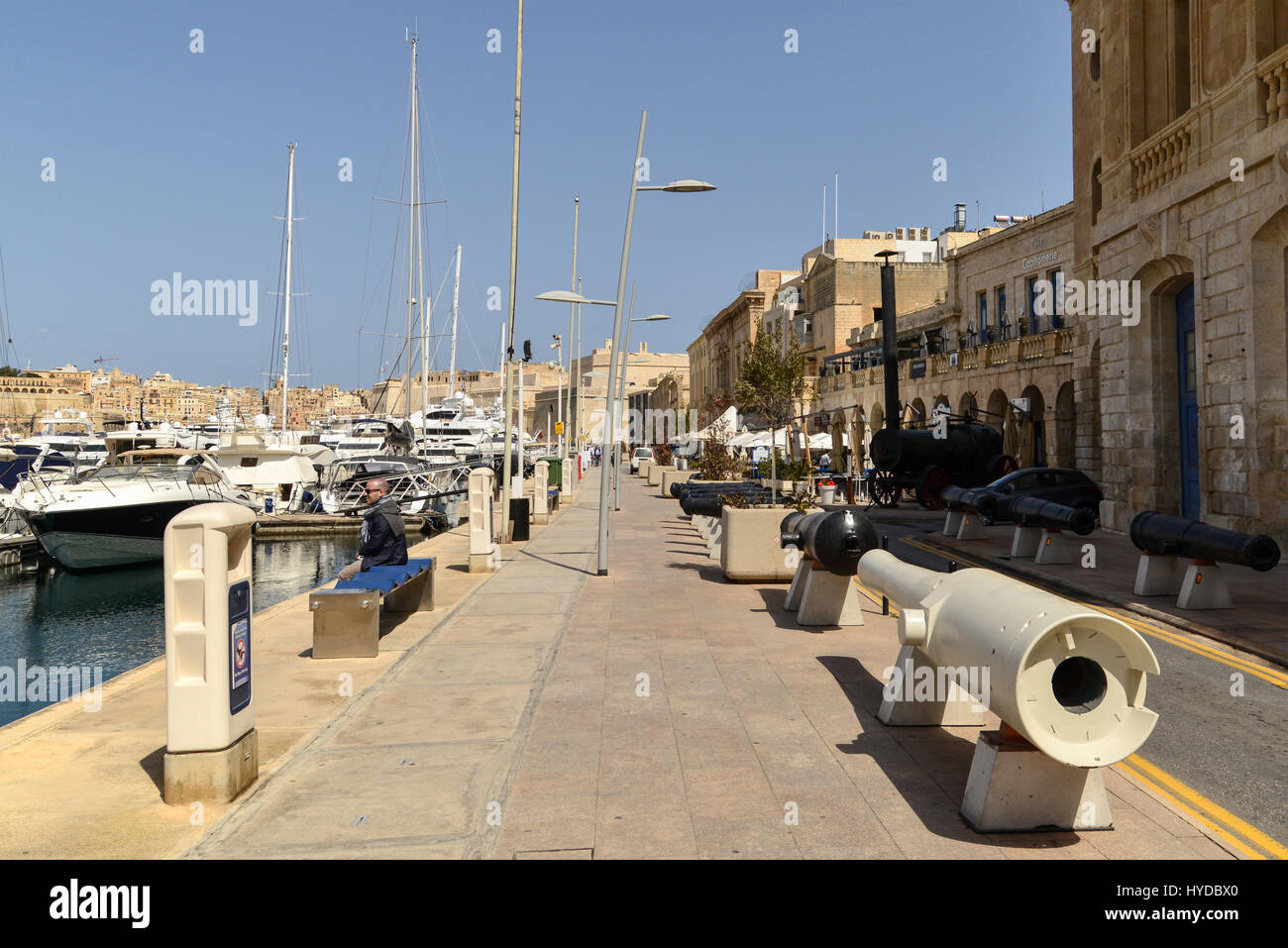 Quayside at the Grand Harbour Marina, Birgu, Valletta, Malta Stock ...