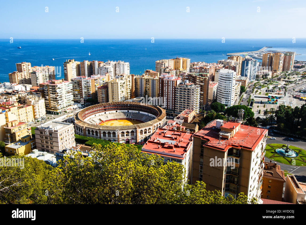 Castillo de gibralfaro with view about the town hi-res stock ...