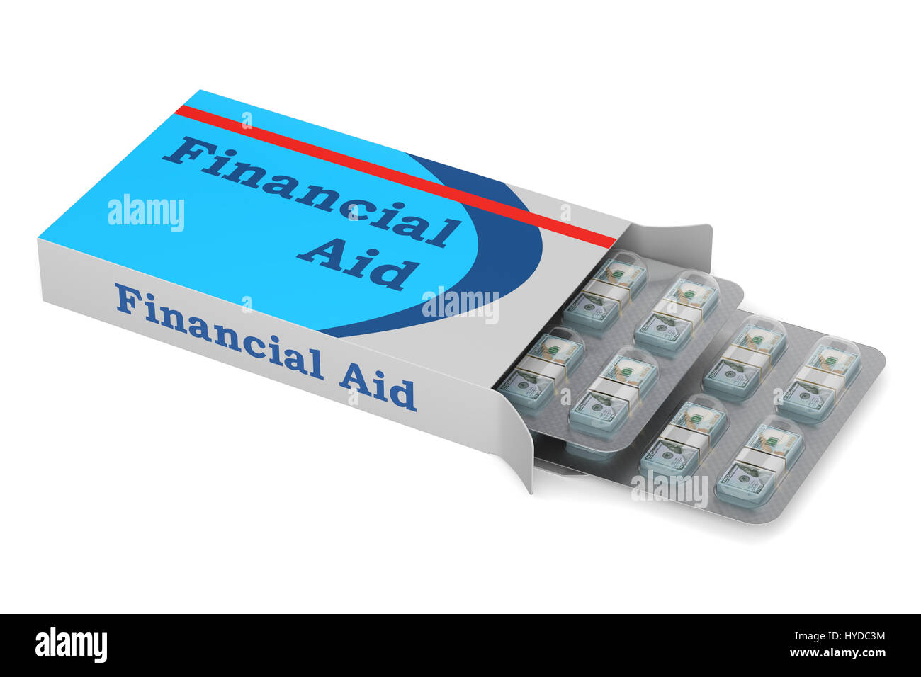 Financial Aid concept, 3D rendering isolated on white background Stock ...