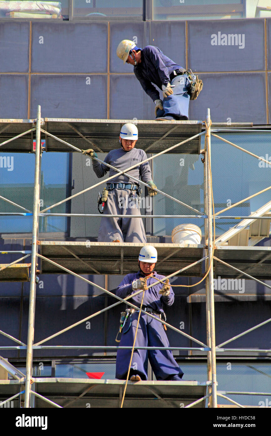 Scaffolders Working in a Construction Site in Kita-ku Tokyo Japan Stock ...