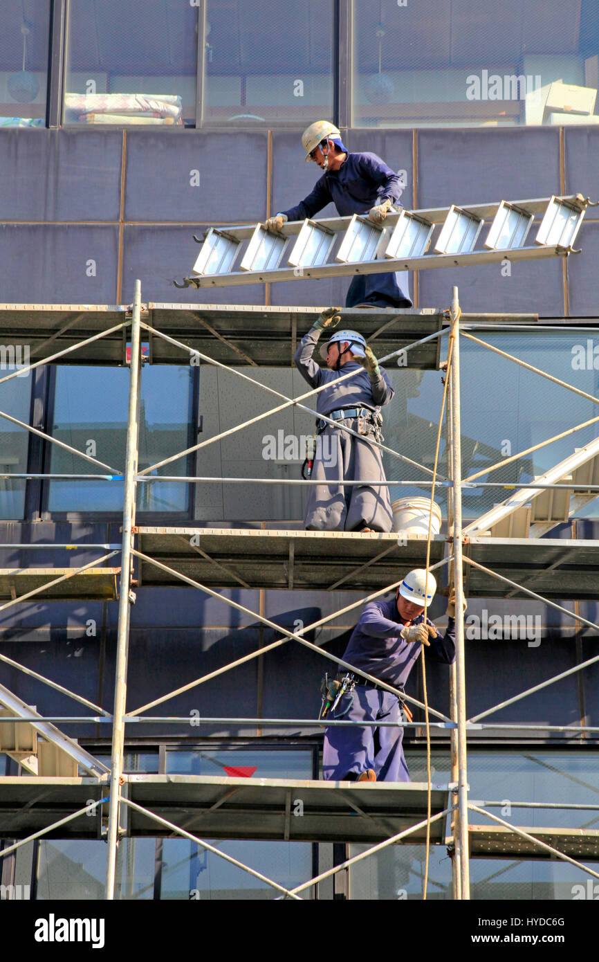 Scaffolders Working in a Construction Site in Kita-ku Tokyo Japan Stock ...