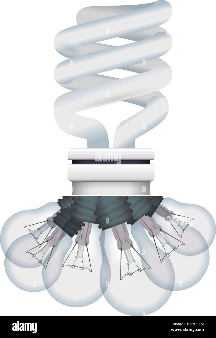 light bulbs incandescent fluorescent vector icon illustration Stock ...