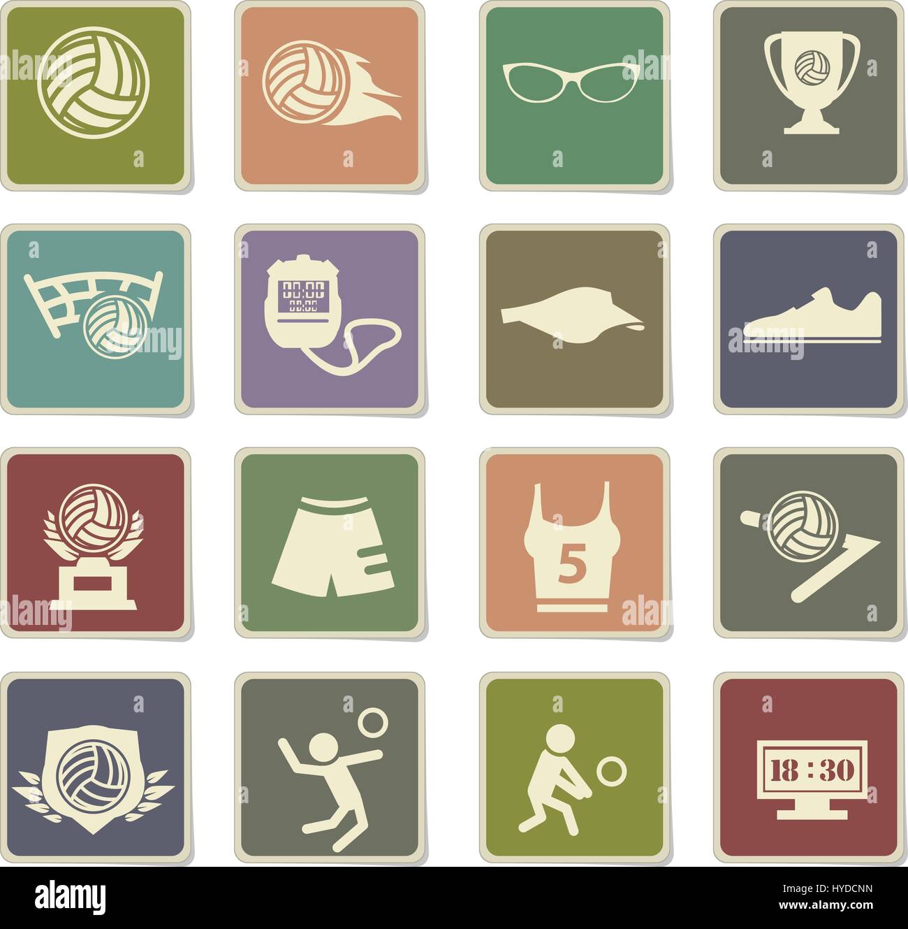 volleyball vector icons for user interface design Stock Vector Image ...