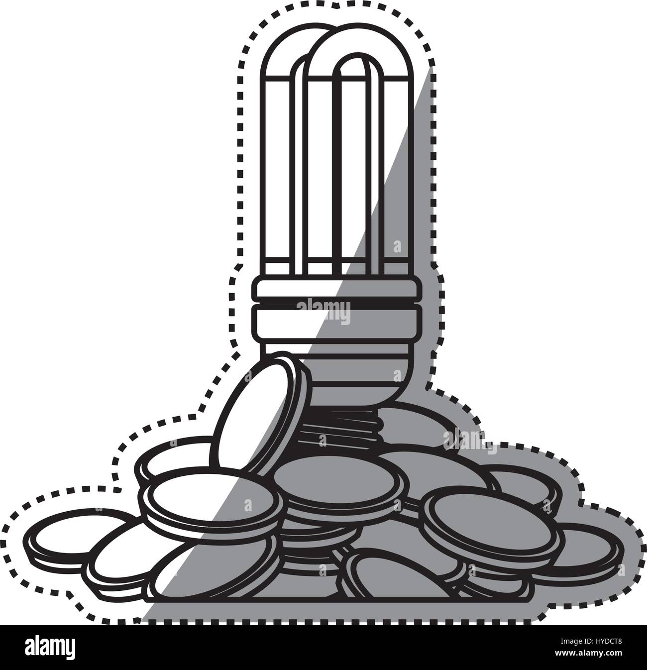 light bulb coins fluorescent vector icon illustration Stock Vector ...